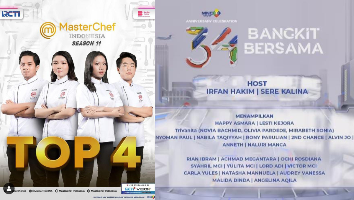 Jadwal Acara RCTI Sabtu 18 November 2023, Tayang Top 4 MasterChef Indonesia Season 11 hingga ...
