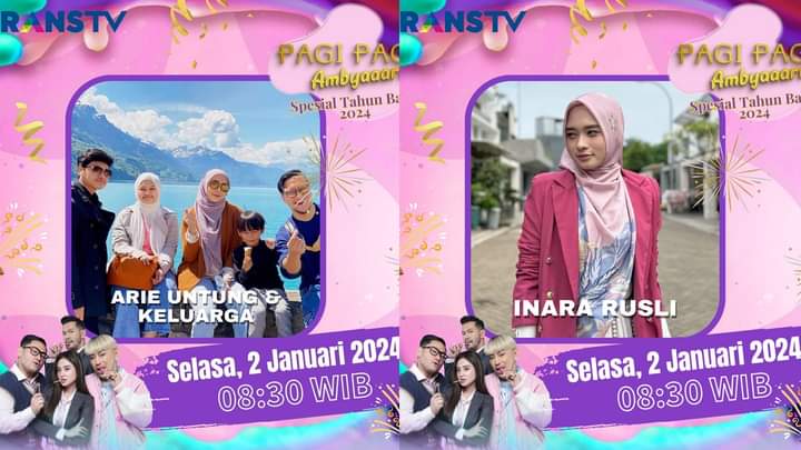 Jadwal Acara Trans TV Selasa 2 Januari 2024: Pagi Pagi Ambyar, Brownis hingga Bioskop Trans TV ...